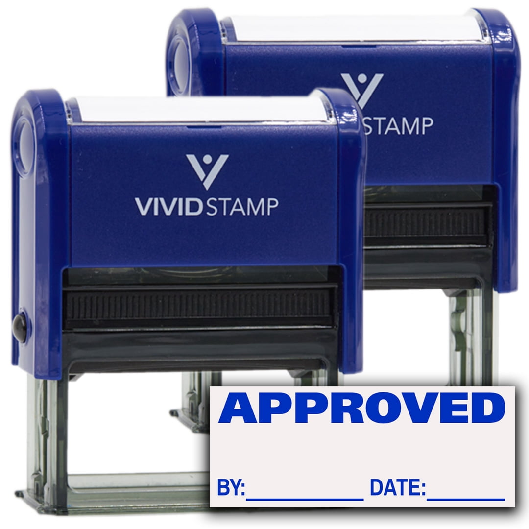 Approved w/by Date Line Self-Inking Office Rubber Stamp (Blue) - X ...