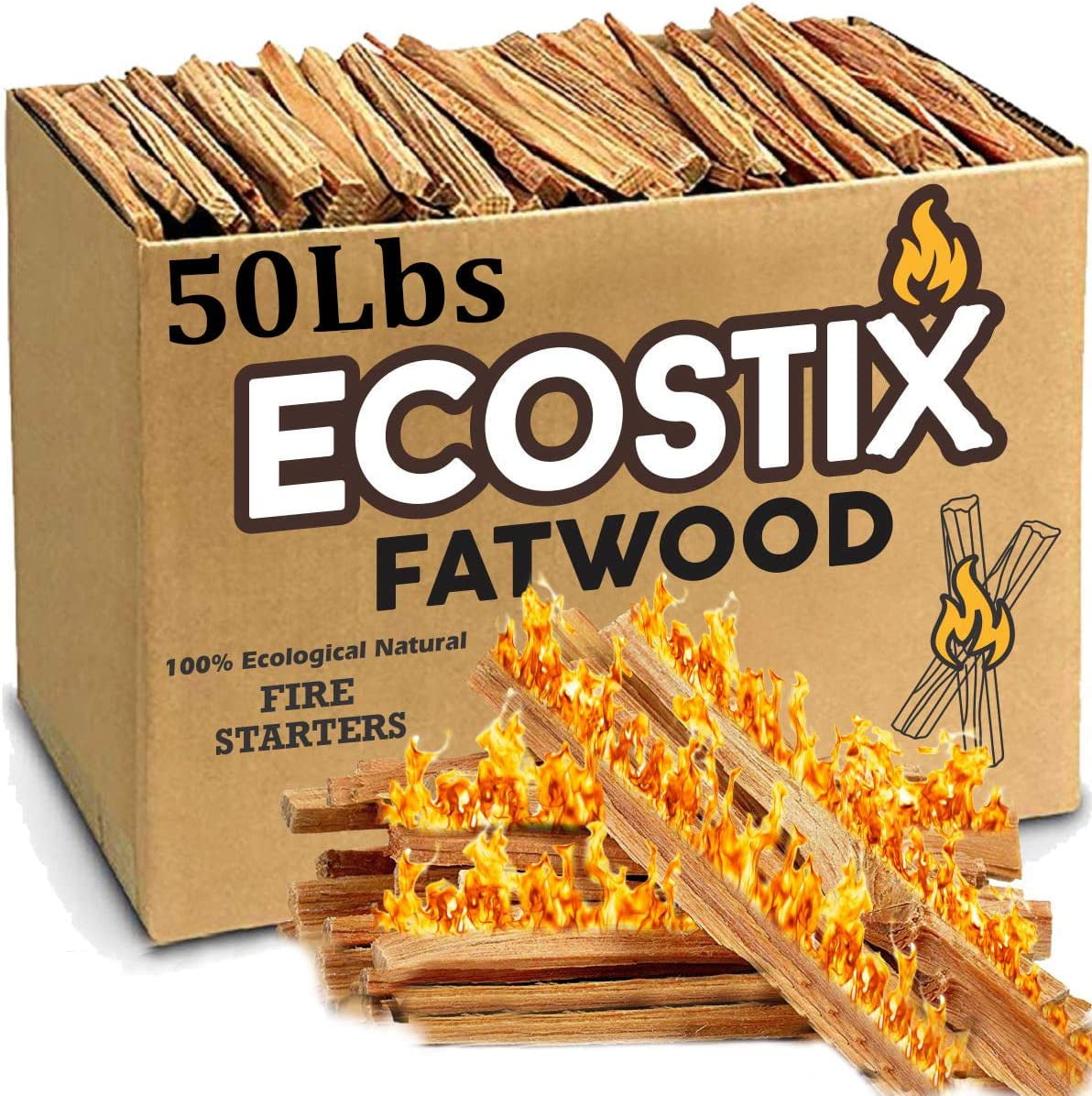 Approx. 120 Eco-Stix Fatwood Fire Starter Kindling Firewood Sticks ...