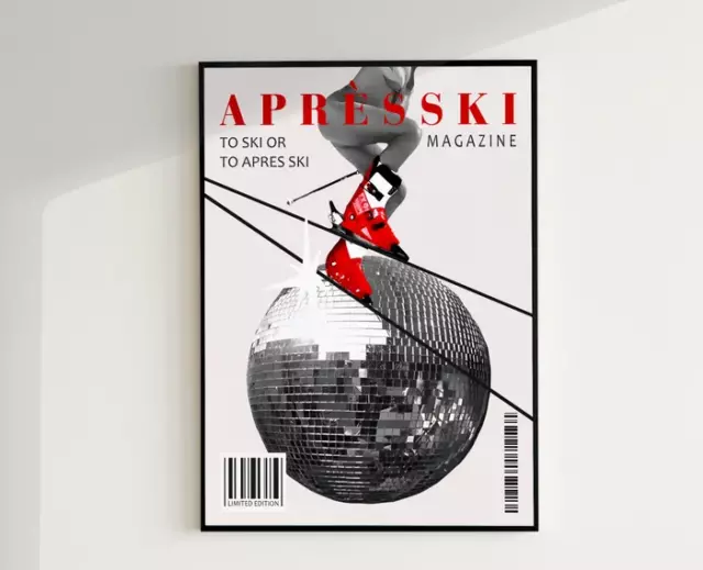 Aprã©S Ski Magazine Print, Vintage Ski Lodge Wall Decor, Retro Disco ...