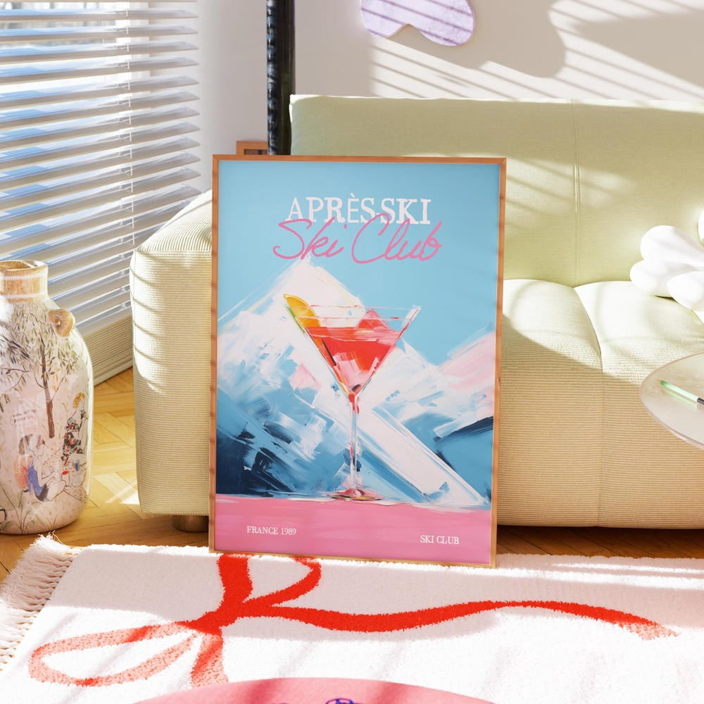 Aprã¨S Ski Print, Martini Apres Skiing Wall Art, Ski Cabin, Winter ...