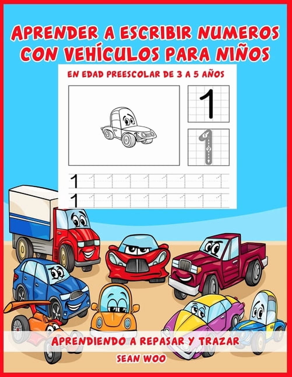 Aprender a escribir numeros con vehículos para niños en edad preescolar ...