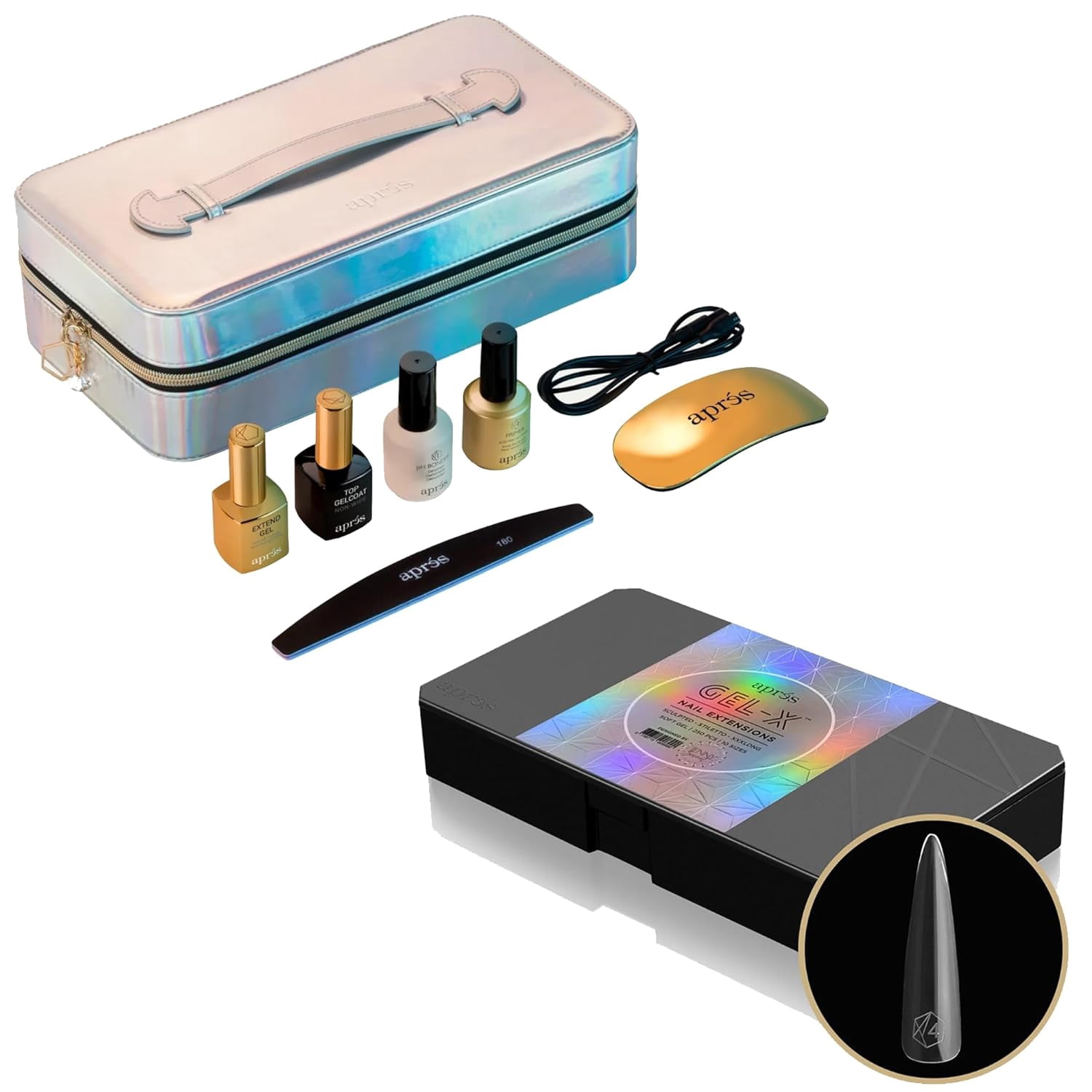 Apres Gel-X Jenny Queent Kit & Jenny Queen Sculpted stiletto XXXL Tips 10 sizes 250 Pcs ...