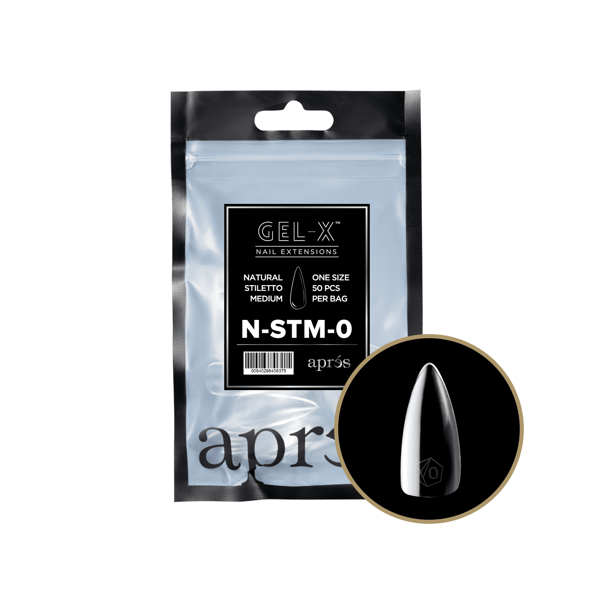 Apres Gel-X Nail Extensions N-STM-0 Natural Stiletto Medium Tips Size ...