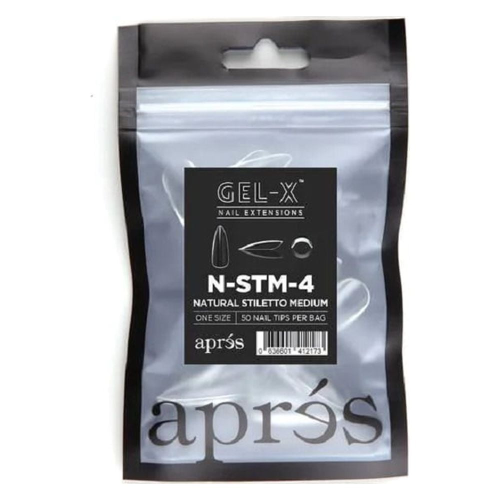 Apres Gel-X Nail Extensions N-STM-4 Natural Stiletto Medium Tips Size ...