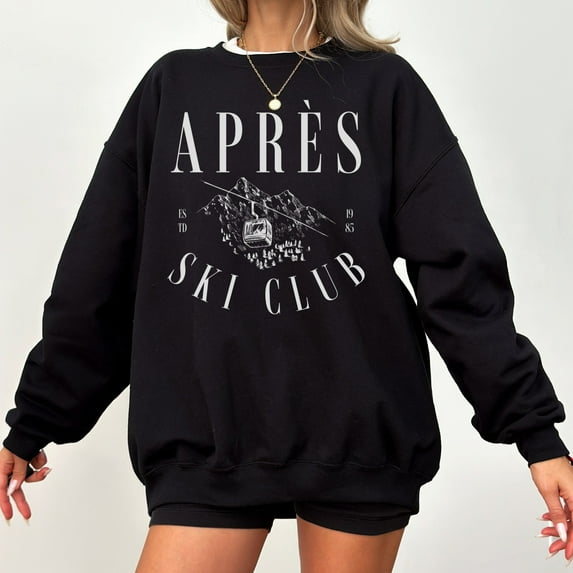 Apres Ski Club Crewneck T-Shirt Retro Style Skiing Pullover T-Shirt Ski ...