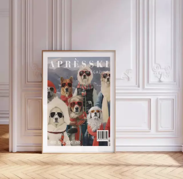 Apres Ski Magazine Print Cute Dogs Wall Art Vintage Ski Lodge Wall ...
