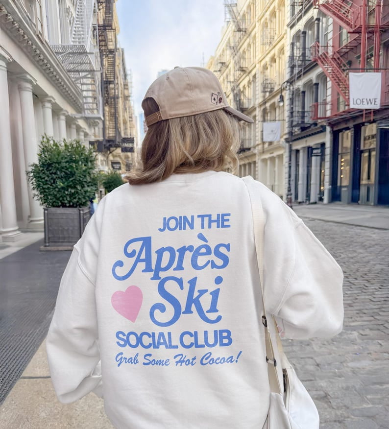Apres Ski Social Club Sweatshirt | Preppy Winter Crewneck - Walmart.com