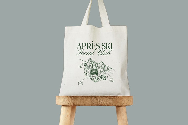 Apres Ski Social Club Tote - Mountain Welcome Tote - Altitude Kit - Ski ...
