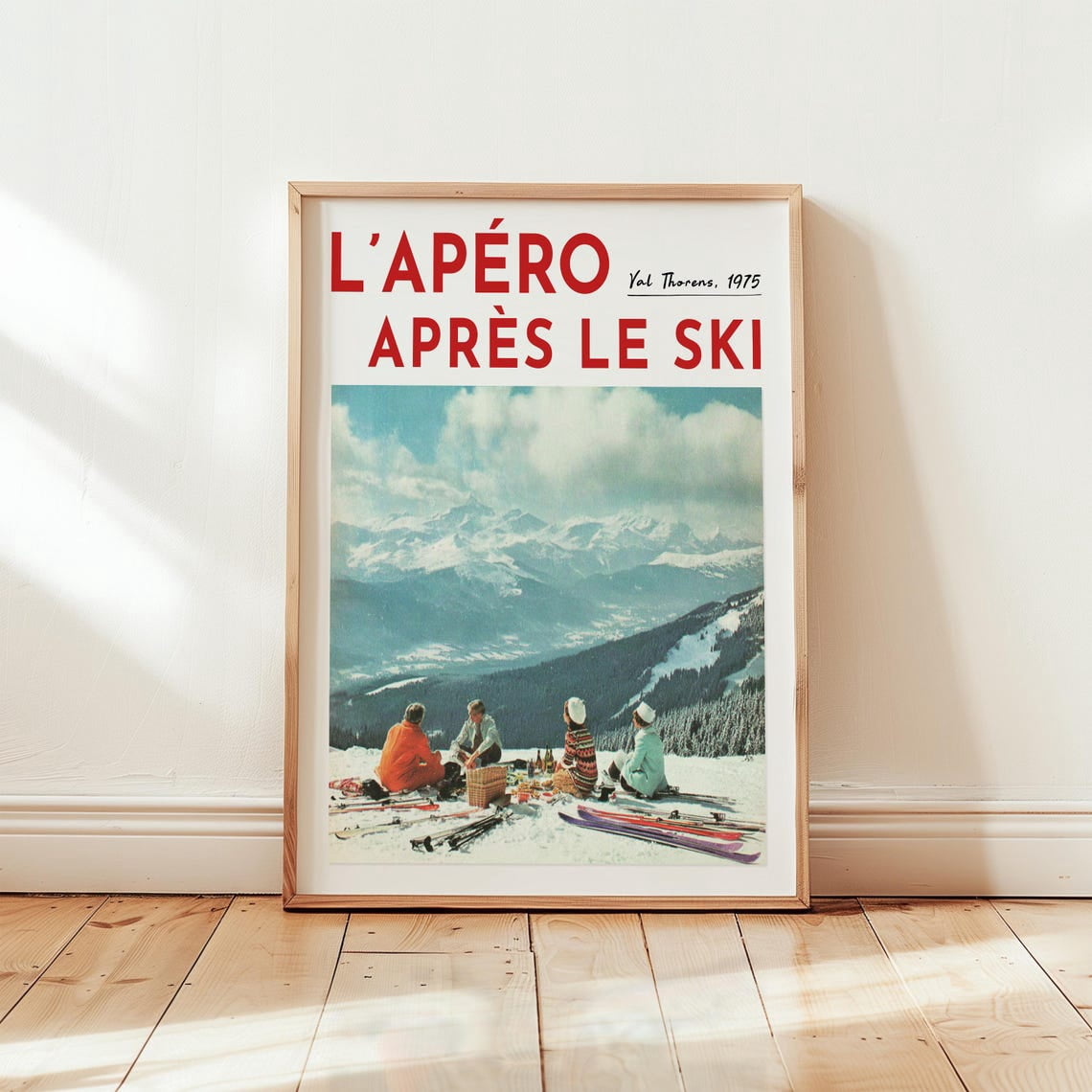 Apres Ski Vintage Alpine Picnic On Snowy Mountain Retro Ski Wall Art ...