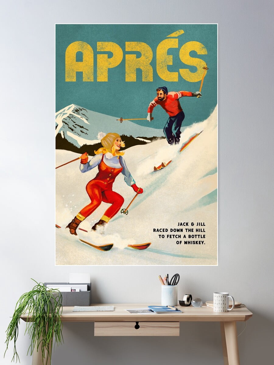 Apres Vintage Ski Pinup Art Poster Wall Art, Modern Wall Decor For ...
