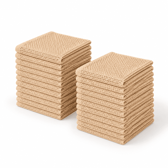 Apricot 12 X 12 - 24 Pack Cotton Waffle Weave Kitchen Dish Cloths ...
