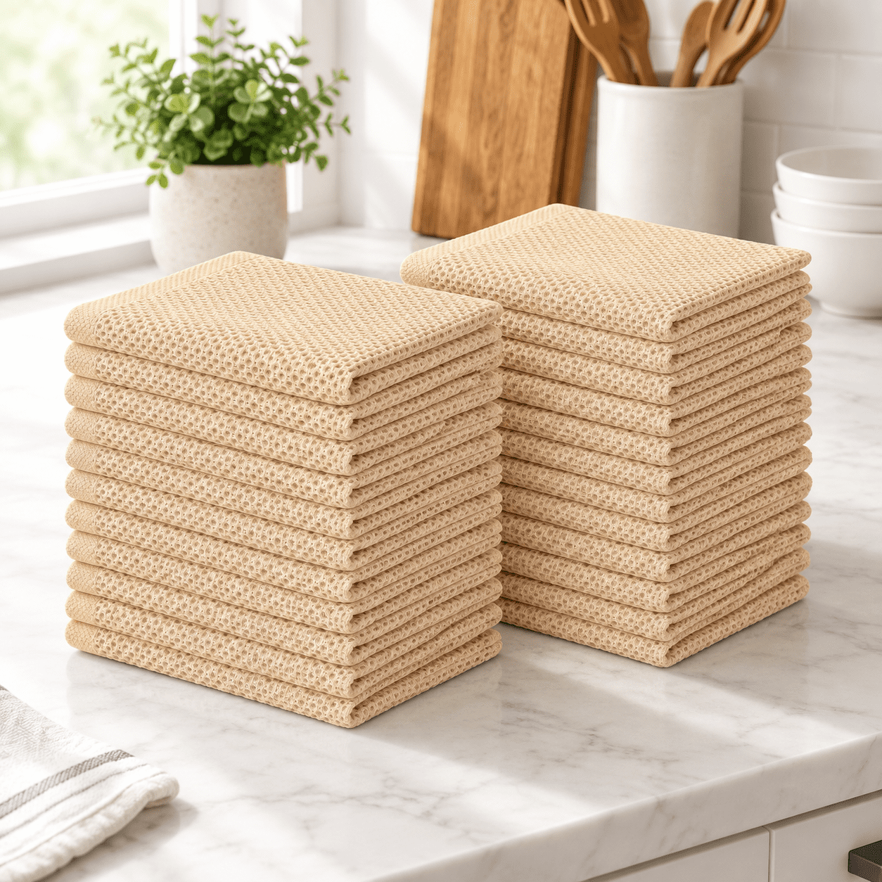 Apricot 12 X 12 - 24 Pack Waffle Weave Cotton Kitchen Dish Cloths ...