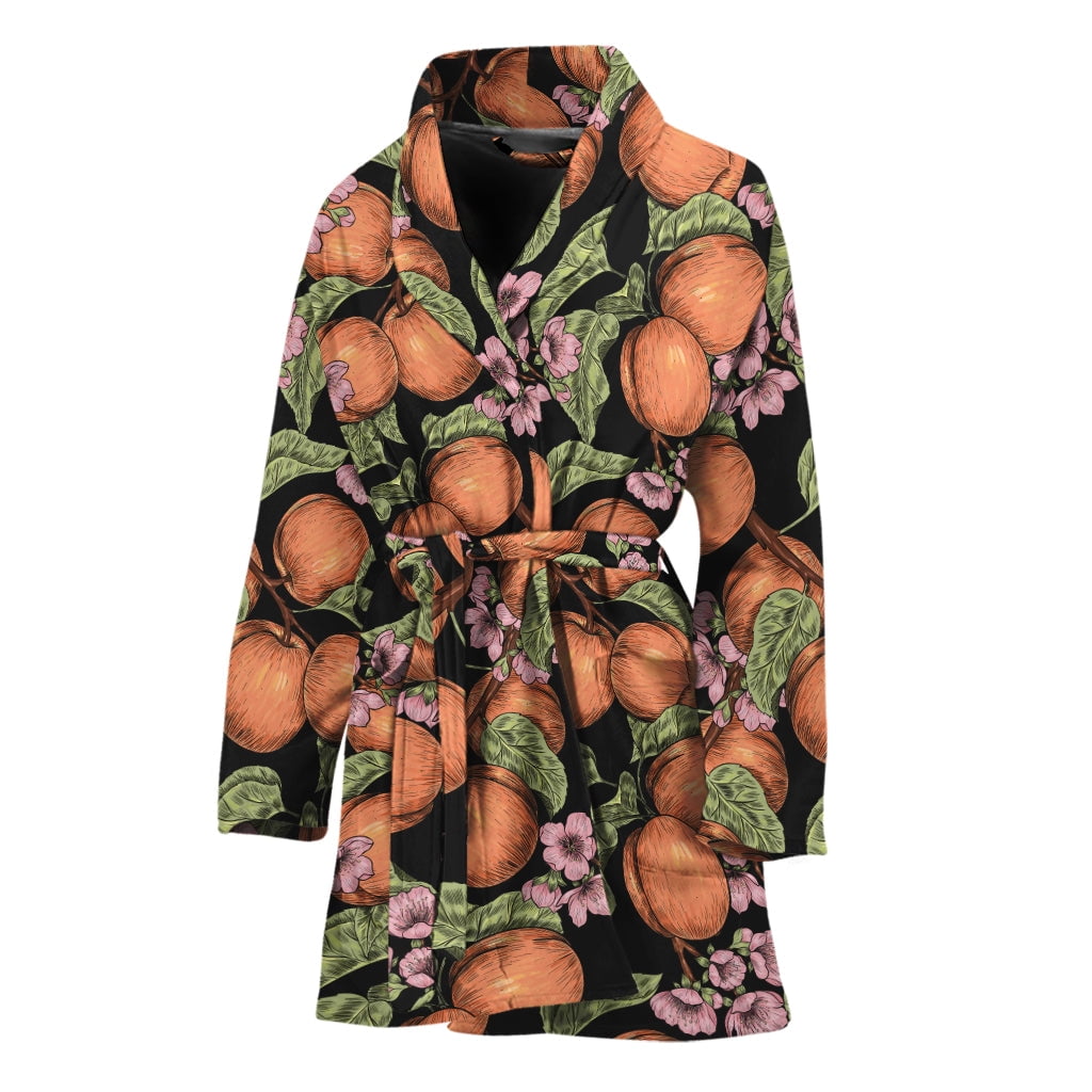 Apricot And Flower Pattern Women Bathrobe One Size Univeral Fits ...