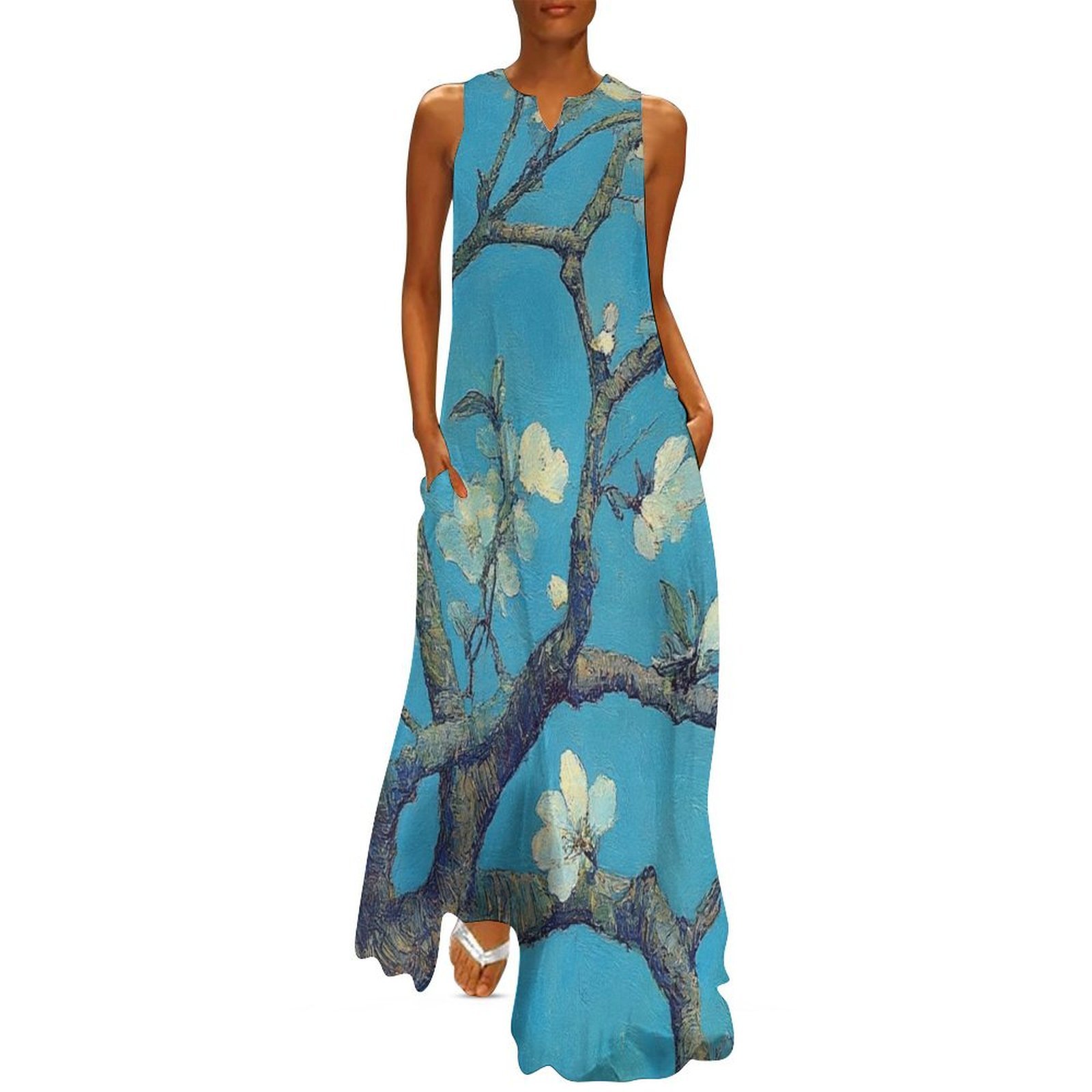 Apricot Blossom Oil Painting Long Dress Women's summer dress women's ...