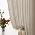 Apricot Boho Curtains 72 Inch 2 Panels Linen Blend Textured Semi Sheer ...