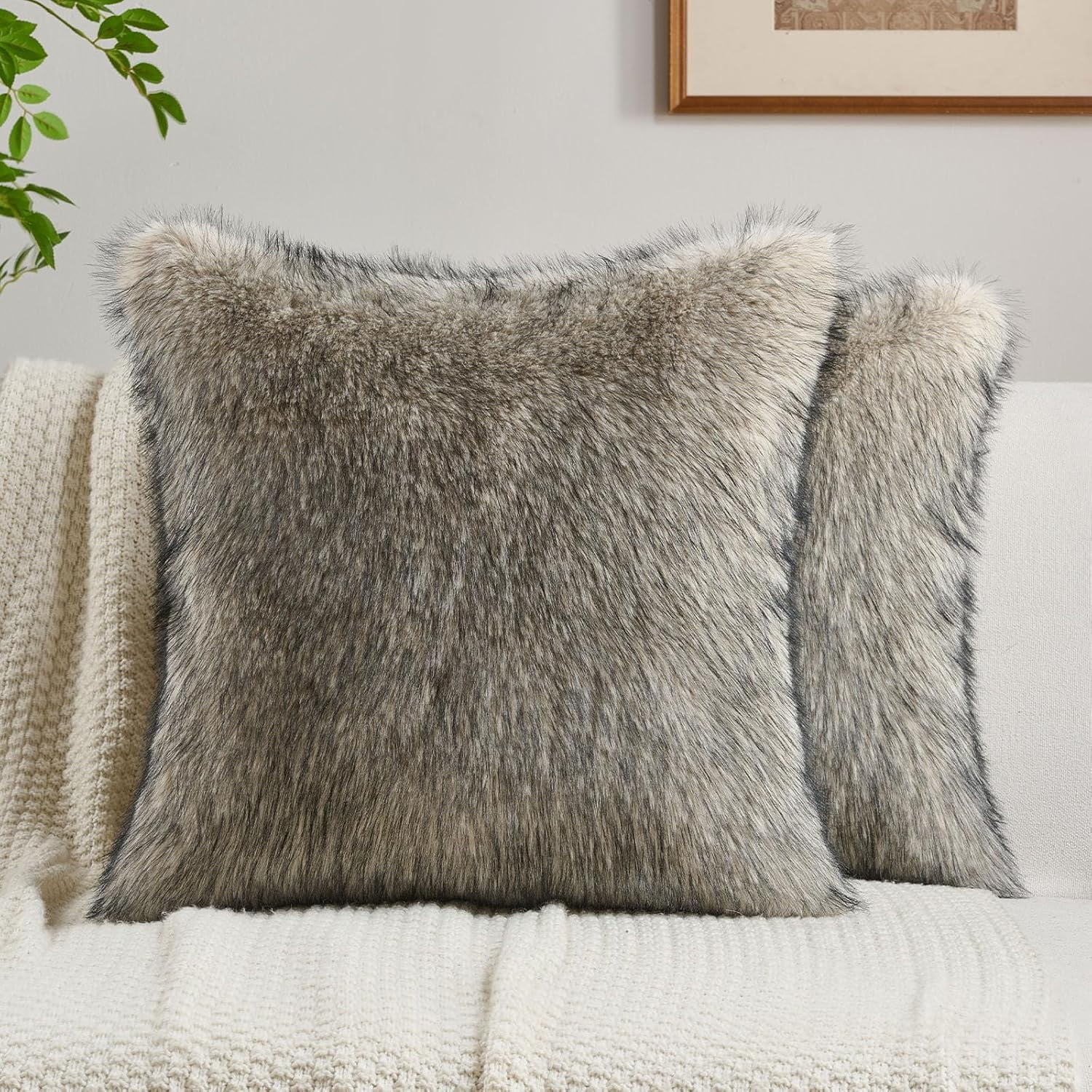 Apricot Decorative Throw Pillow Covers 18x18 Inch Set of 2,Soft Faux ...