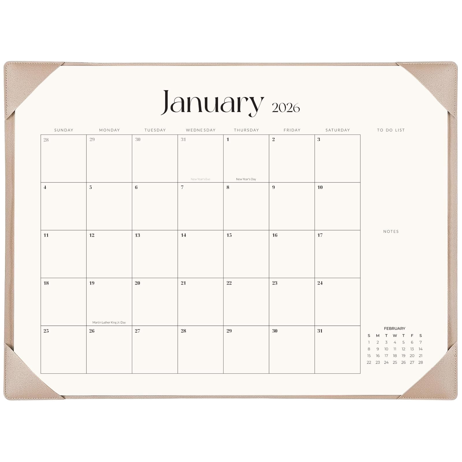 Apricot Desk Calendar 2026-2027 with Mat, 22" x 17" Large Desktop ...