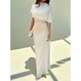 Apricot Elegant Cowl Neck Ruched Waist Maxi Dress, Minimalist Long ...