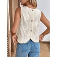 Apricot Floral Embroidered Sleeveless Cropped Top With Button Back ...
