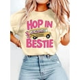 Apricot Hop In Bestie Struggle Bus Graphic Print T-Shirt, Short Sleeve ...