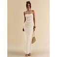 Apricot Lace Sheer Slip Maxi Dress With Ruched Waist And Spaghetti ...