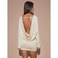 Apricot Long Sleeve Loose Cowl Back Mini Dress For Cocktail Party ...
