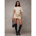 Apricot Off-Shoulder Ruched Mini Dress For Party Beach Vacation Summer ...