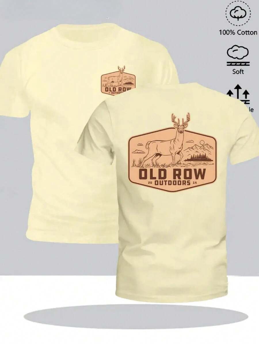 Apricot Old Row Double-Sided Print Mens 100% Cotton Vintage Graphic T ...