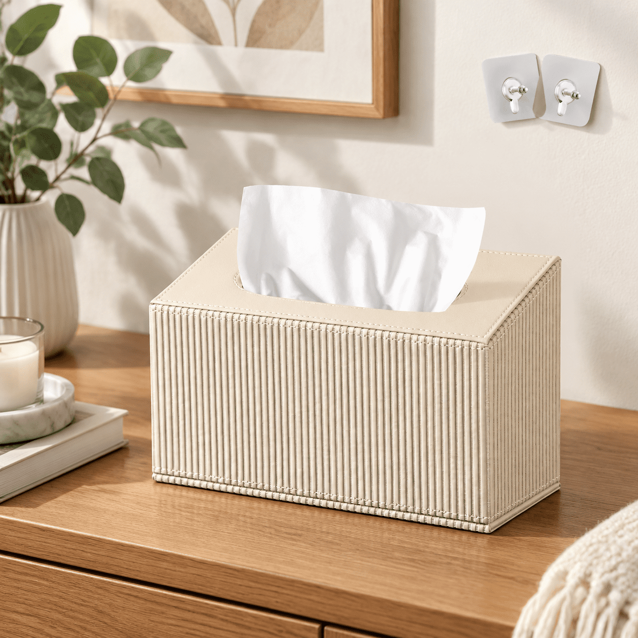 Apricot PU Leather MDF Tissue Box Cover Holder for Kleenex Disposable ...