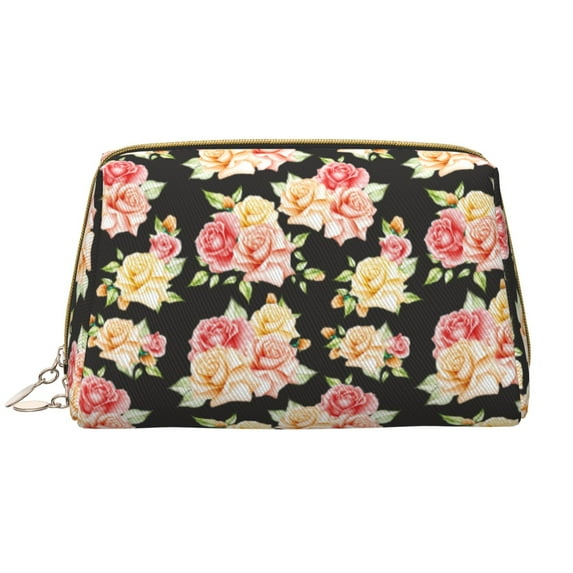 Apricot Pinkl Rose Flowers Makeup Bag, Large Capacity Cosmetic Bag ...
