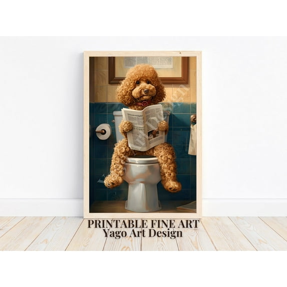 Apricot Poodle Bathroom Art Print Home Decor #2745, Unframed Canvas ...