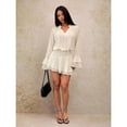 Apricot Ruffle Sleeve Tie-Neck Long-Sleeve Skater Mini Dress – Boho ...