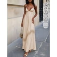 Apricot Satin V-Neck Slip Maxi Dress For Summer Evenings, Parties, And ...