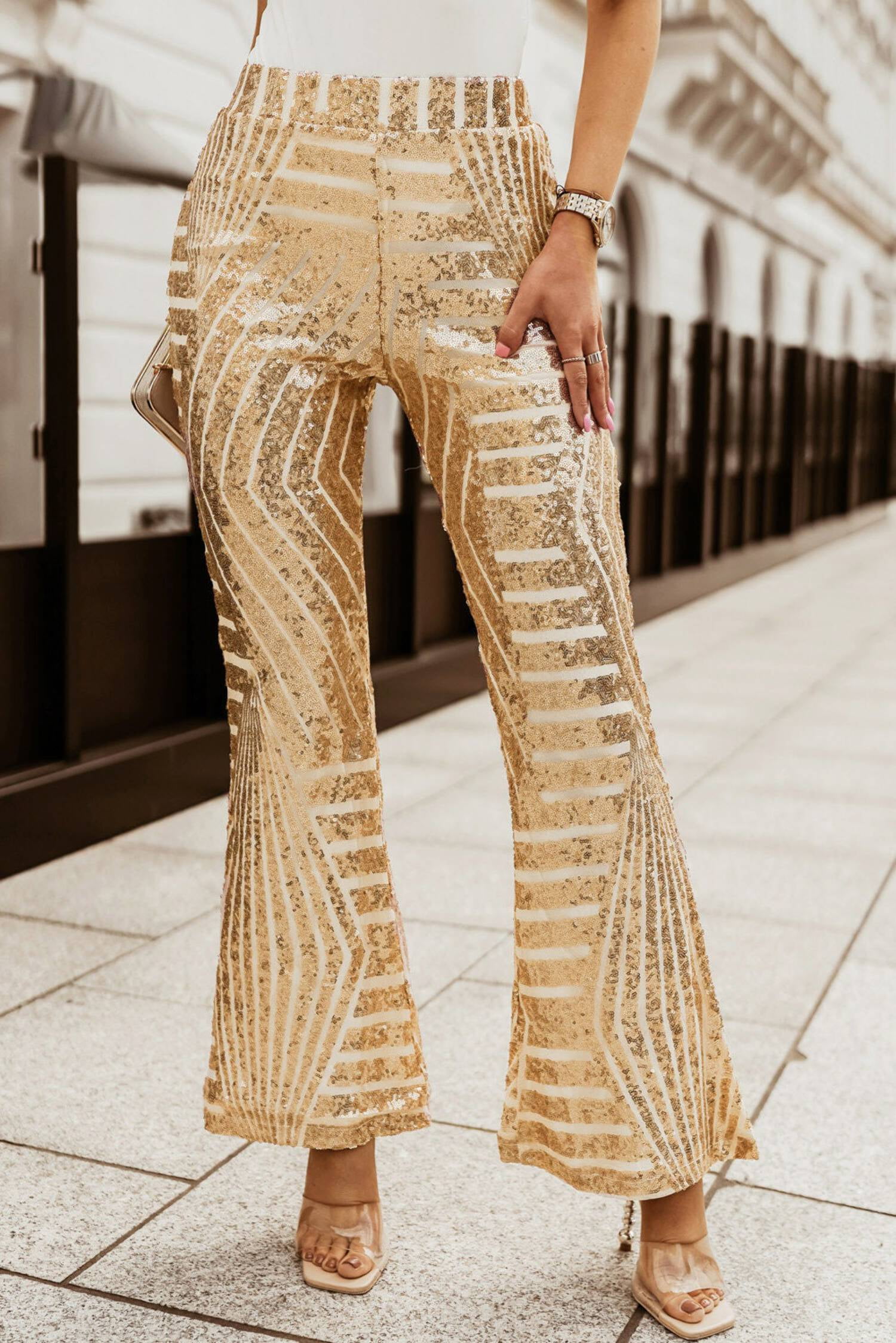 Apricot Sequin Wide Leg Pants - Walmart.com