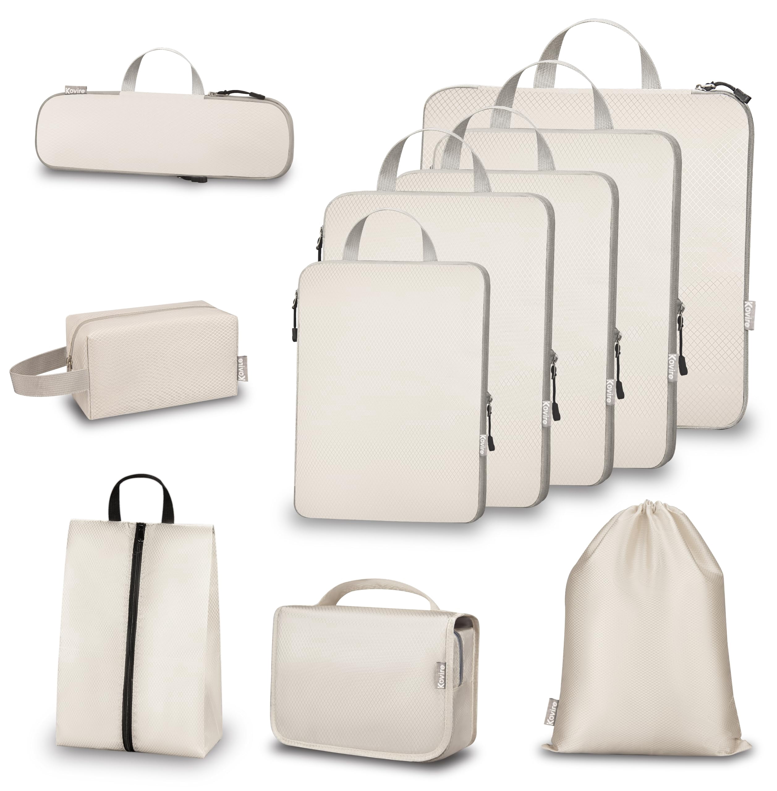 Apricot Set of 10 Expandable Travel Packing Cubes with Shoe Bag ...