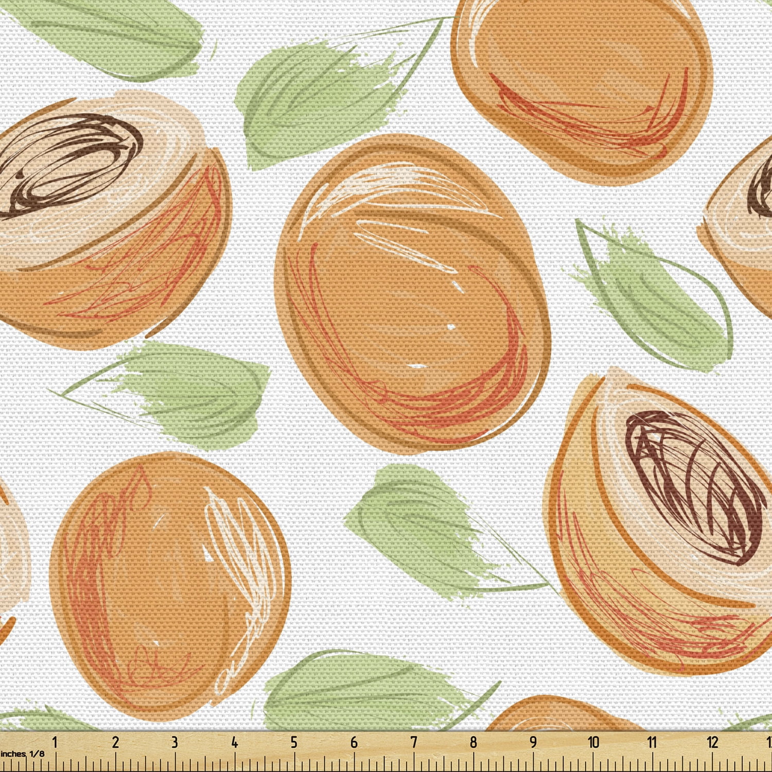 Ambesonne Apricot Fabric by the Yard Upholstery, Watercolor Sketch ...