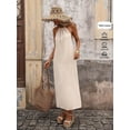 Apricot Solid Halter Neck Backless Maxi Dress With High Slit Hem For ...