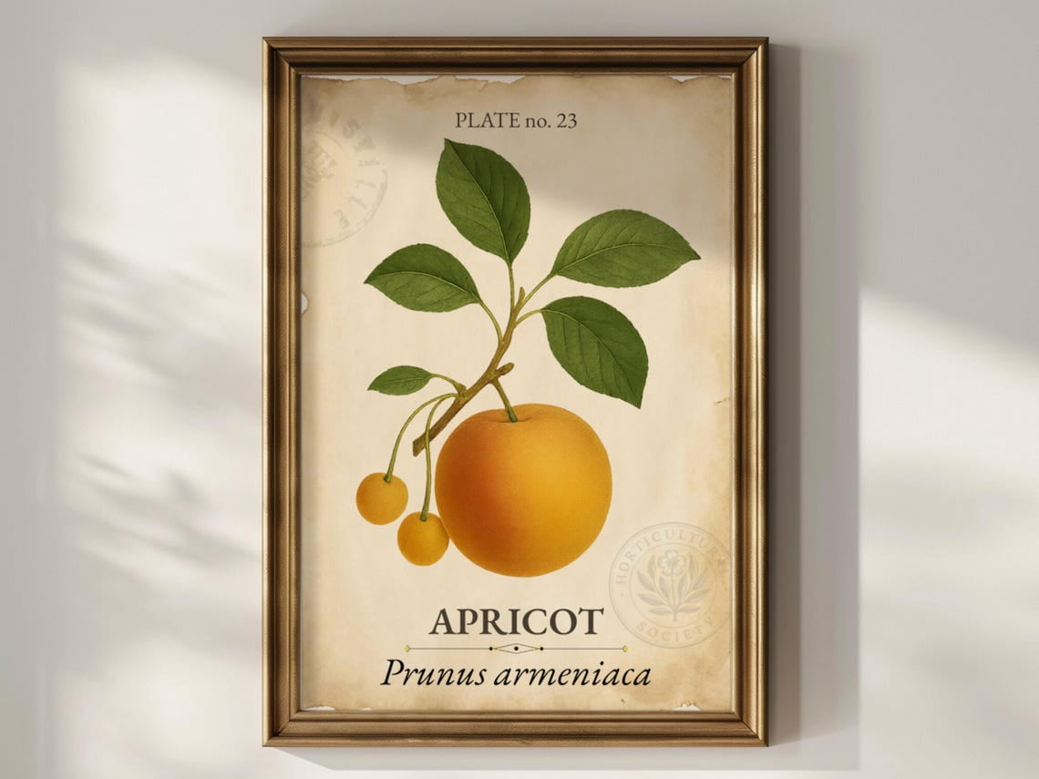 Apricot Vintage Fruit Botanical Wall Art Prunus Armeniaca Latin ...