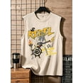 Apricot Vintage Washed Distressed Sleeveless Tank Top With Rebel ...