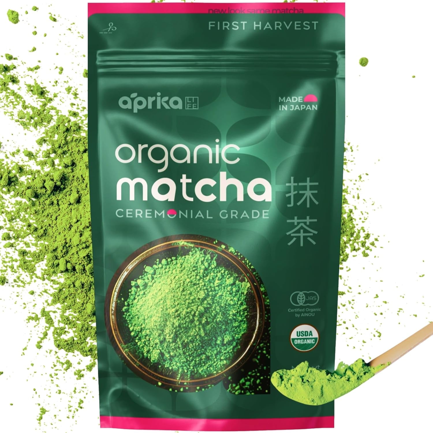 Aprika Life Organic Japanese Ceremonial Matcha Green Tea Leaf Powder ...