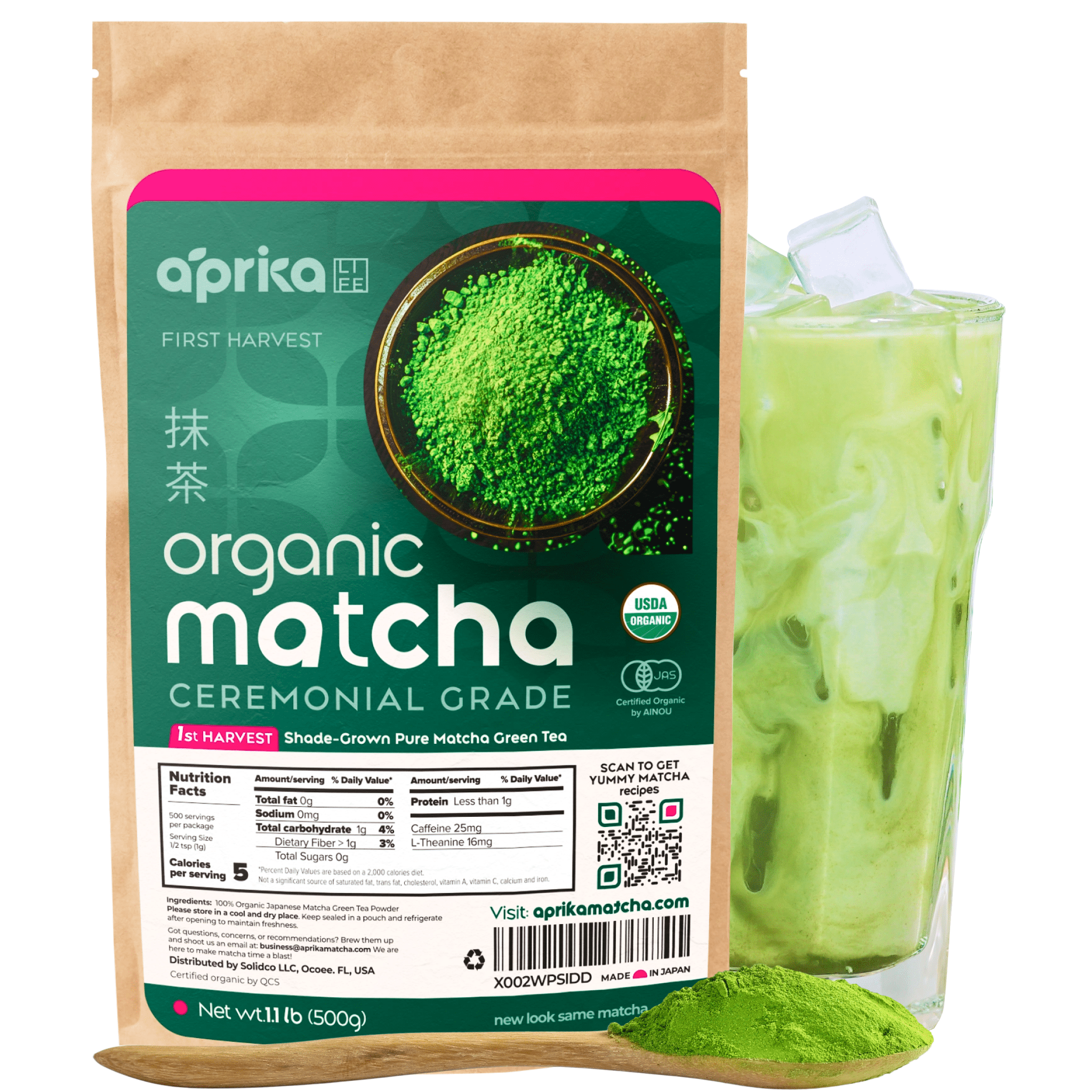 Aprika Life Japanese Ceremonial Matcha Green Tea Powder USDA & JAS ...