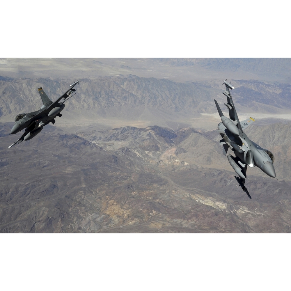 Two F-16 Fighting Falcons break out of formation Poster Print (18 x 10 ...