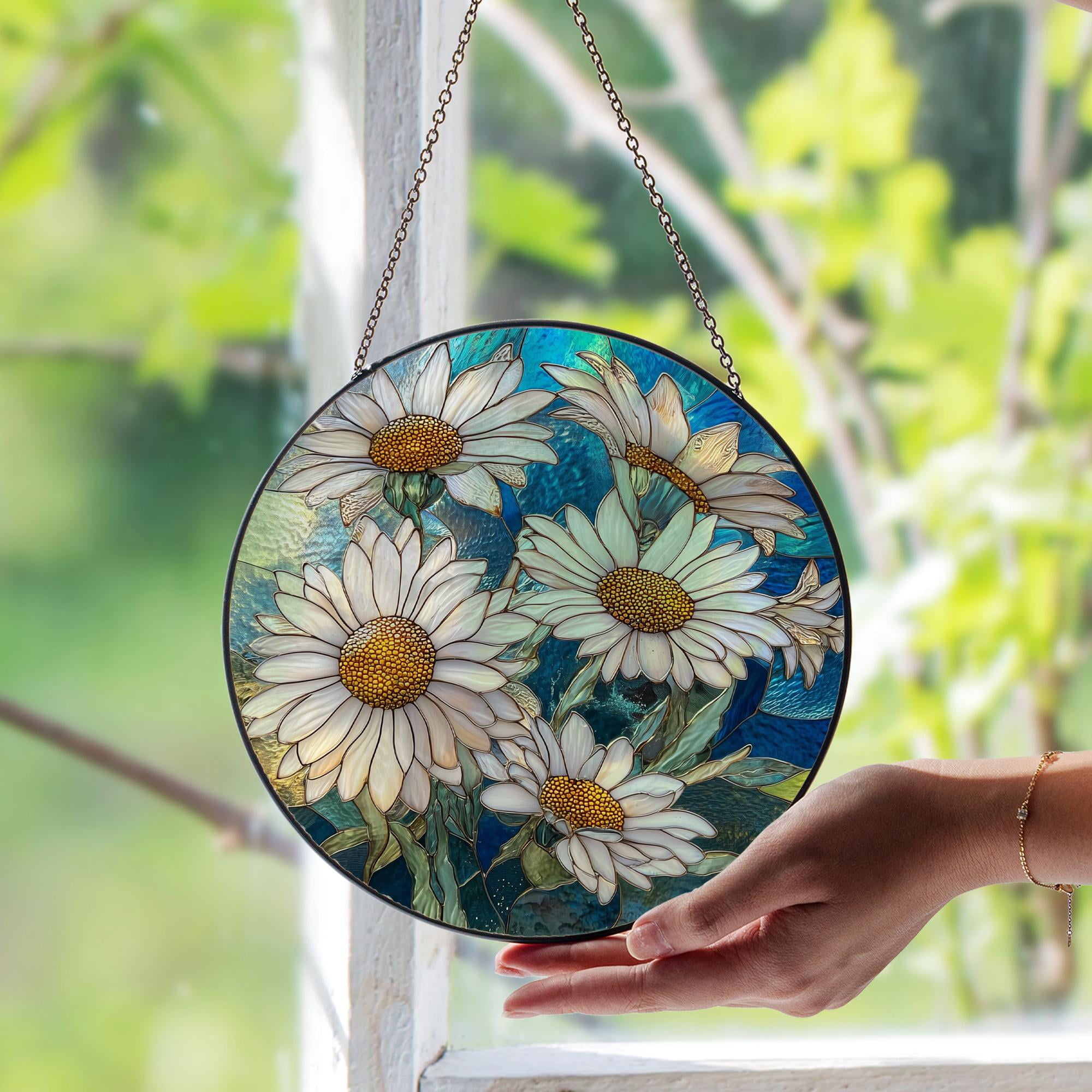 April Birth Flower Daisy Stained Glass Window Suncatcher – Unique ...