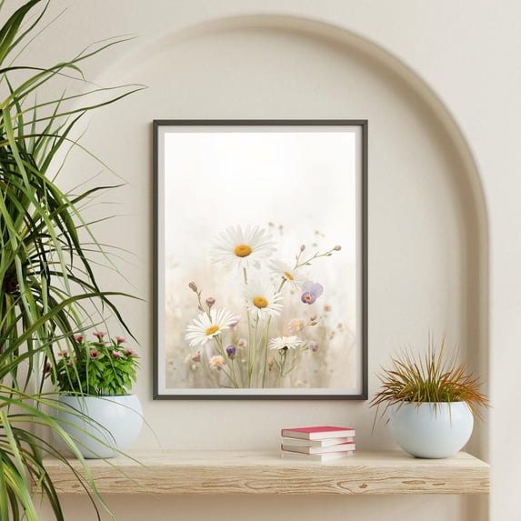 April Birth Flower Wall Art, Daisy And Sweet Pea Print, Unframed Paper ...