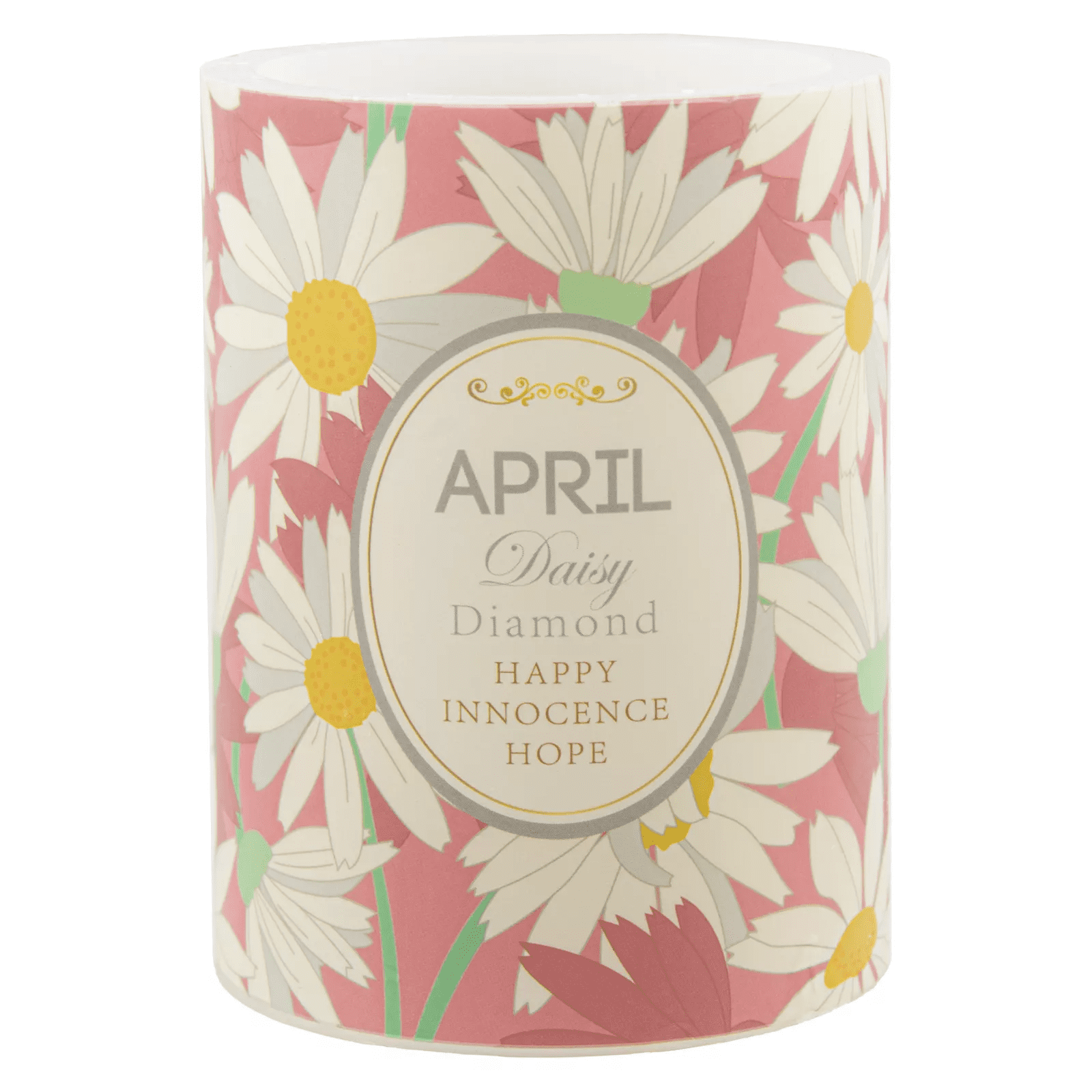 April Birth Month Battery Operated Flameless Pillar Candle 4" x 3 ...
