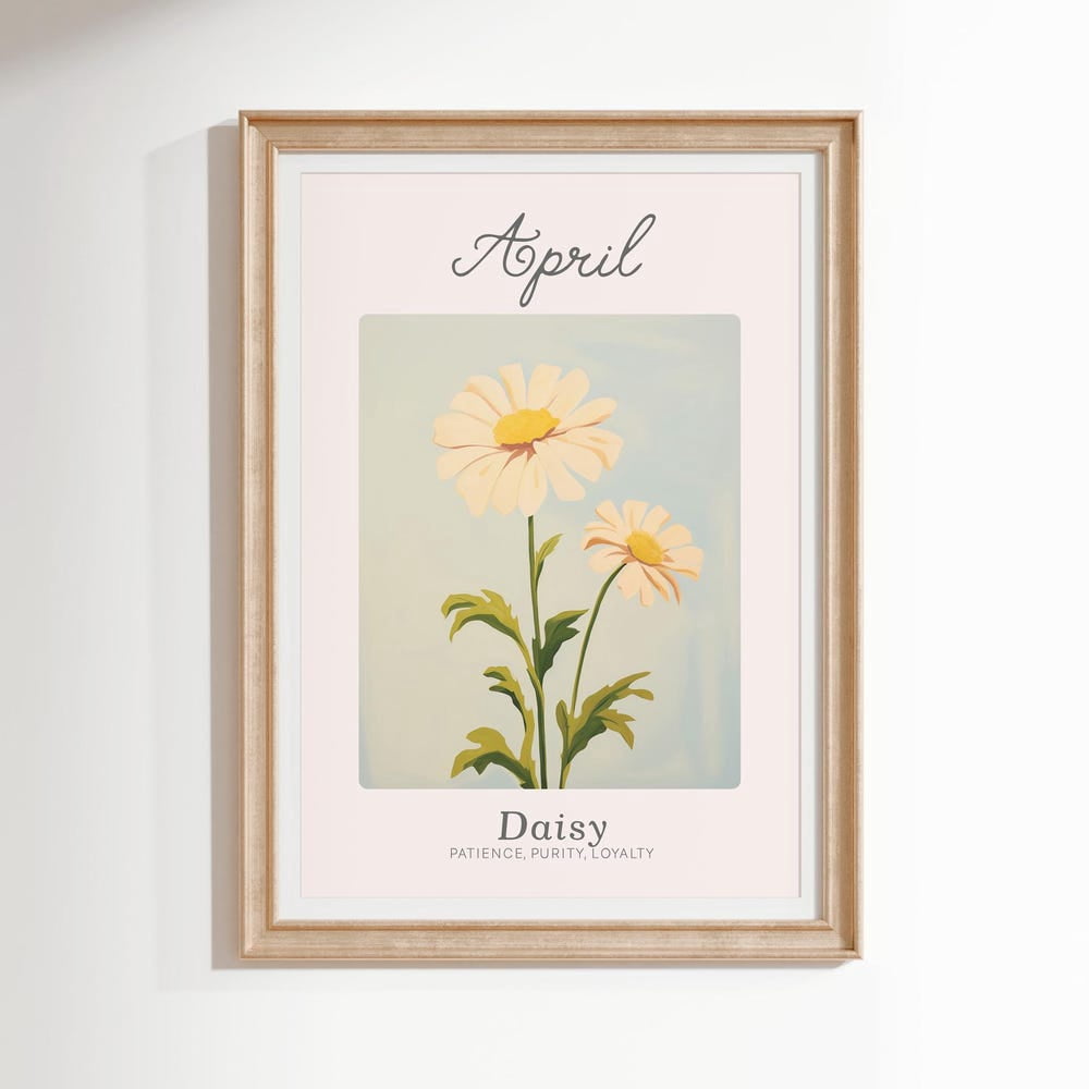 April Birth Month Flower Print Wall Art Grand Millennial Floral Print ...
