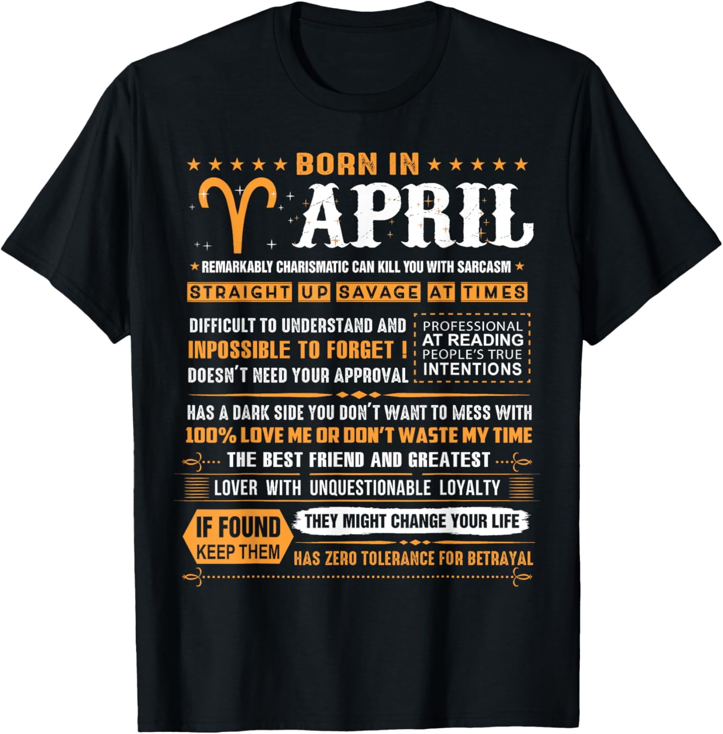 April Birthday Gifts - Born In April Aries T-Shirt - Walmart.com
