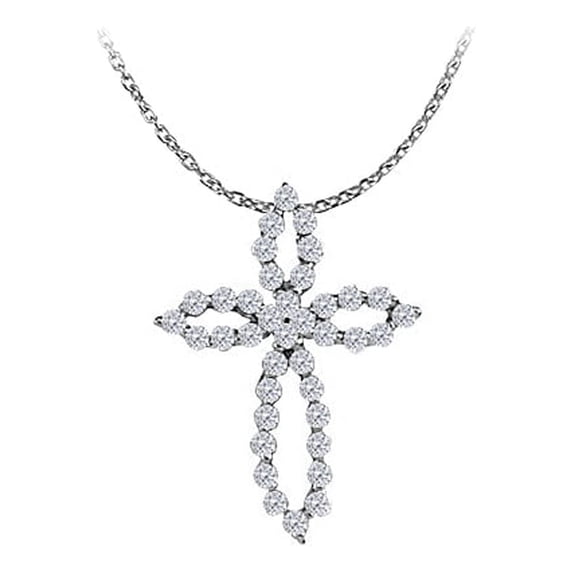 April Birthstone Cubic Zirconia Cross Pendant in 14K White Gold ...
