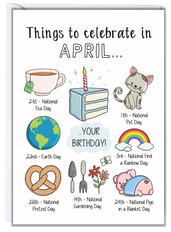 April Celebration Card – Fun and Whimsical "Things to Celebrate in ...
