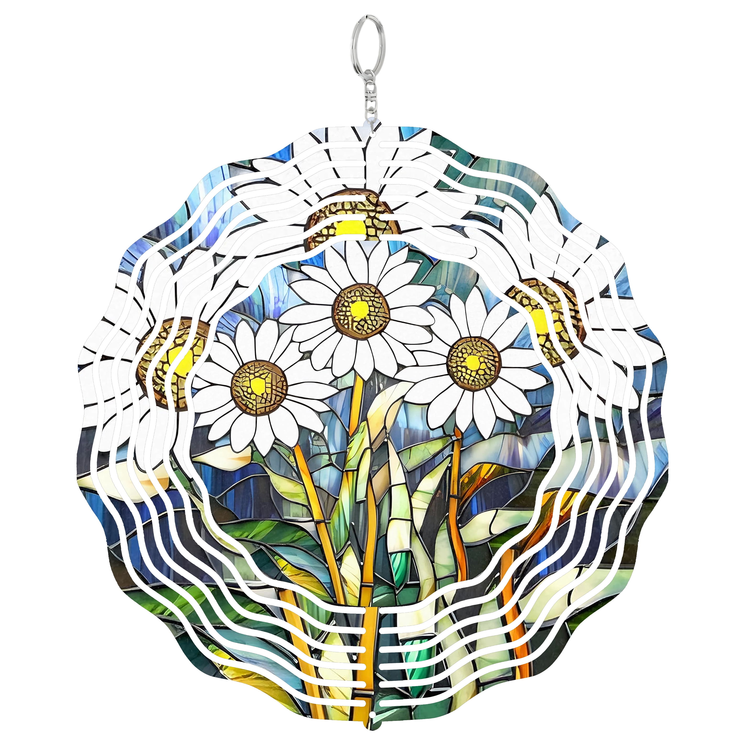 April Daisy Birth Flower Metal Wind Spinner, Spring Yard Decor ...